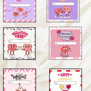 Retro-inspired Valentine's Day Printable Cards for Kids Classroom ...