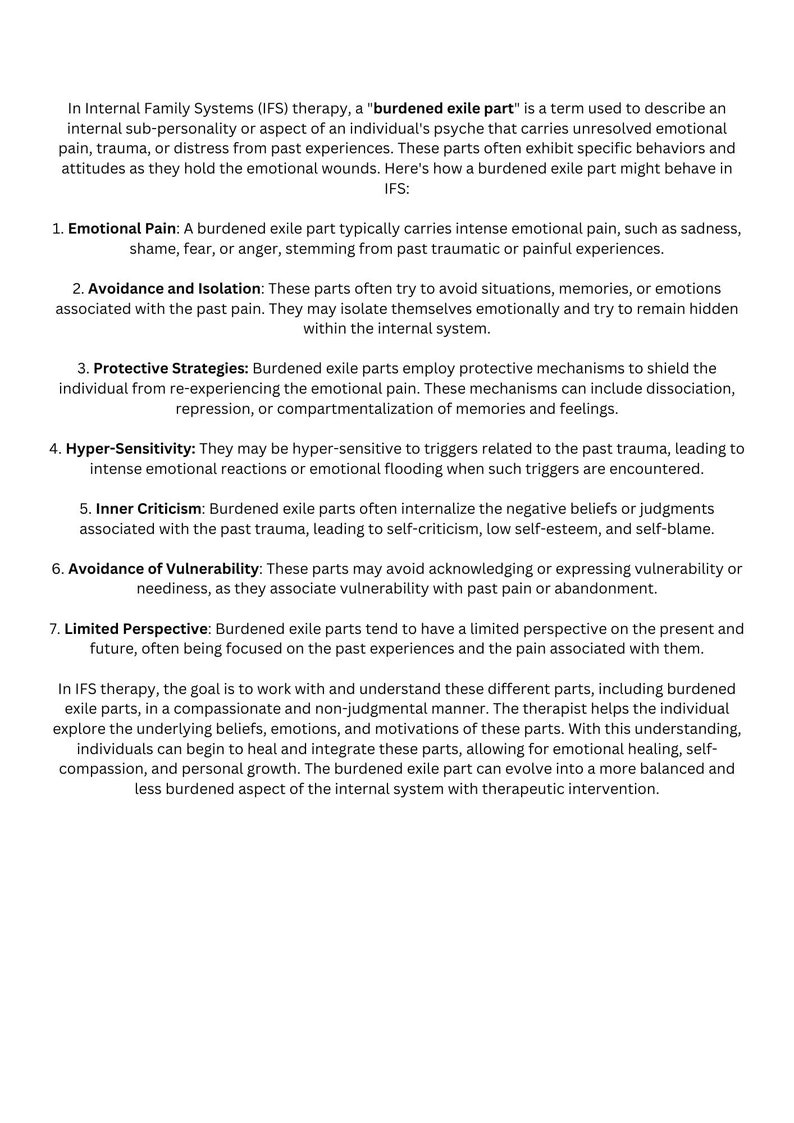 Internal Family Systems Workbook - Etsy