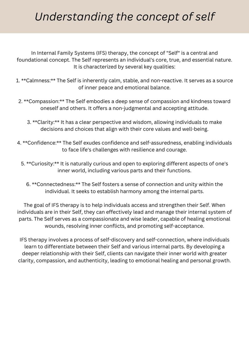 Internal Family Systems Workbook - Etsy