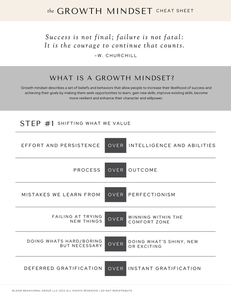 Growth Mindset Cheat Sheet - Etsy