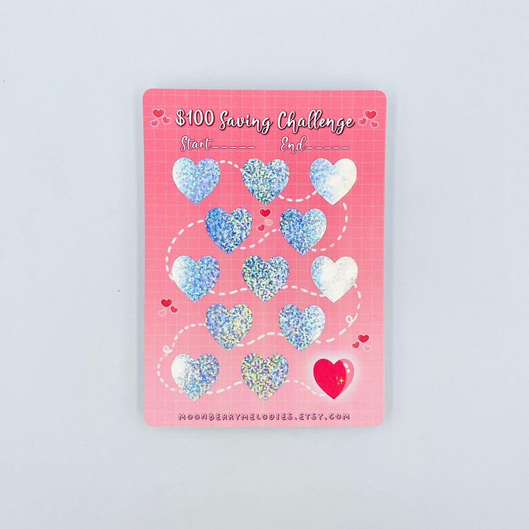 Hearts Scratch off Savings Challenge Hundred & Thousand - Etsy