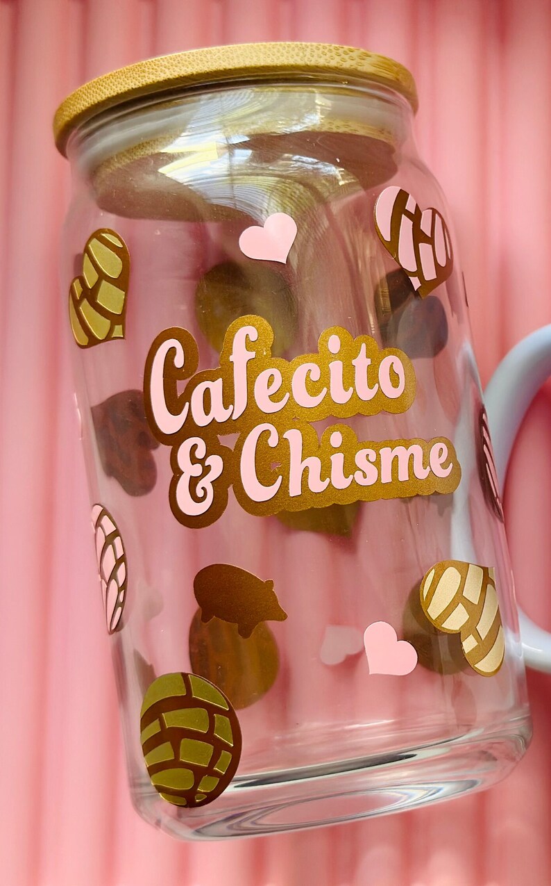 Cafecito And Chisme Iced Coffee Cup Clear Glass Beer Can Ts For Her