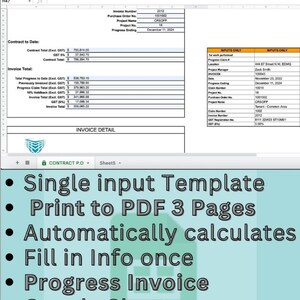 Invoice Template Spreadsheet,contractor Invoicing, Percent Complete ...