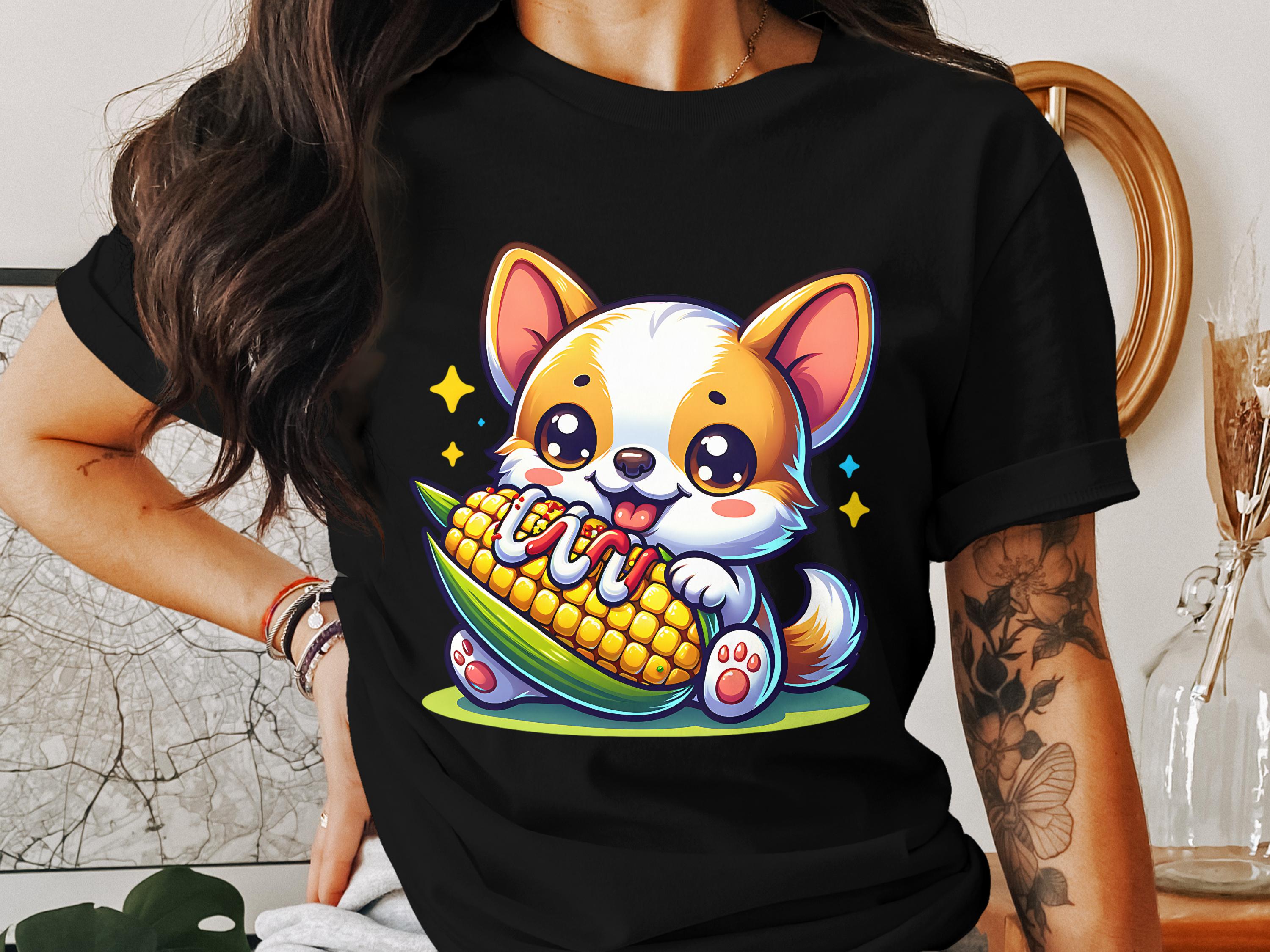 Cute Corn Dog Digital Art, Instant Download, Cute Puppy With Corn ...