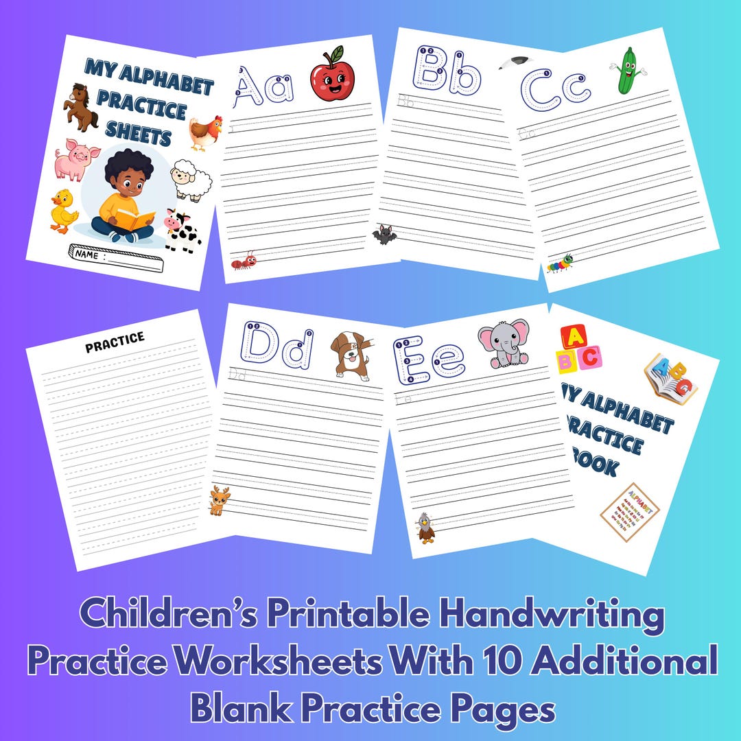 Alphabet Handwriting Practice Worksheets: Kid's Learning, 38 Pages (PDF ...