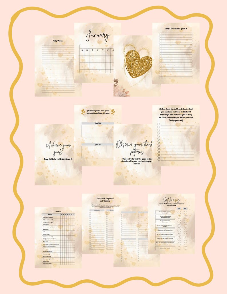 Printable Self-love Journal: Goal Tracker, Affirmations (PDF Download ...