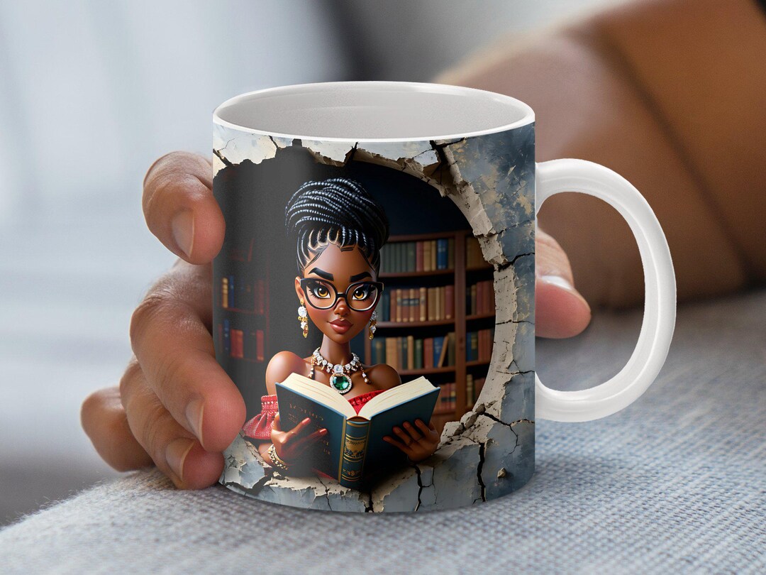 3D Digital Download, African American Reader, Mug Wrap, PNG High ...