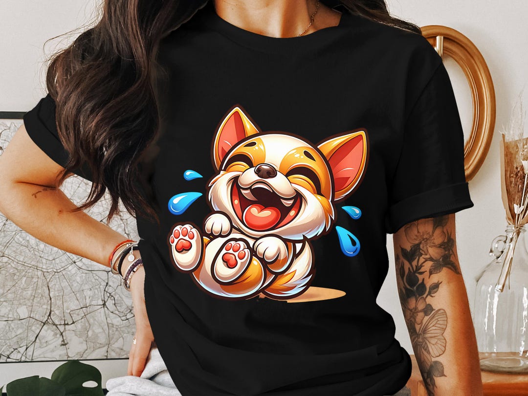 Cute Laughing Puppy Dog, Digital Download, Printable Illustration for ...