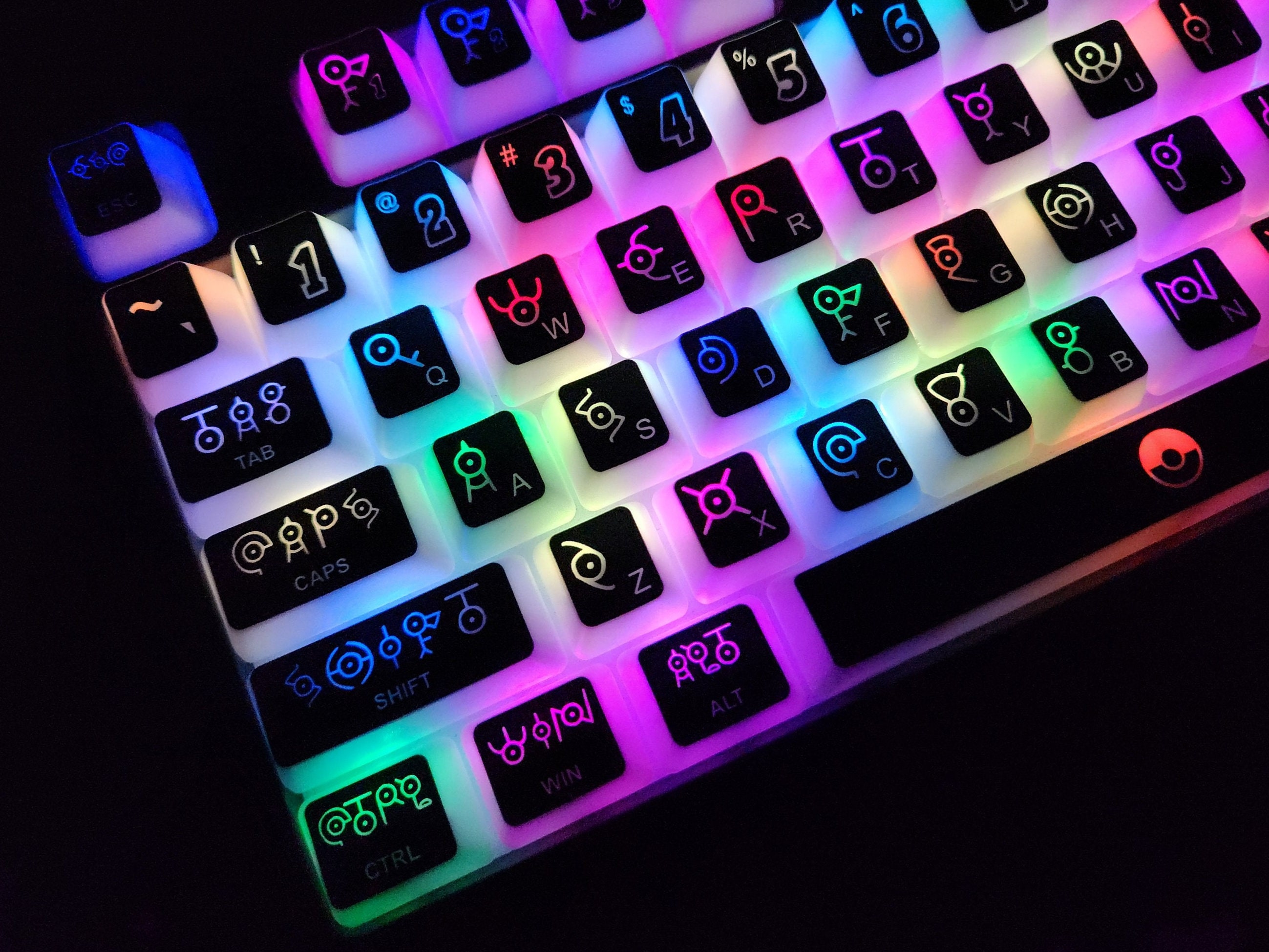 Custom Unown Alphabet Pudding Keycap Set | Artisan Keycap Set ...