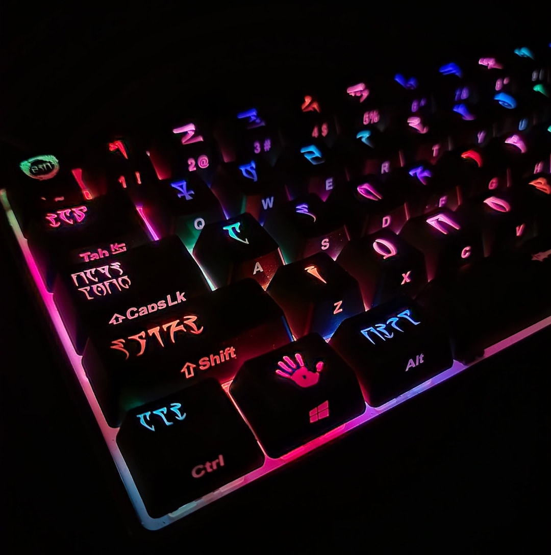 Daedric Font Backlit Keycap Set (top Print Only or Top and Front Side ...
