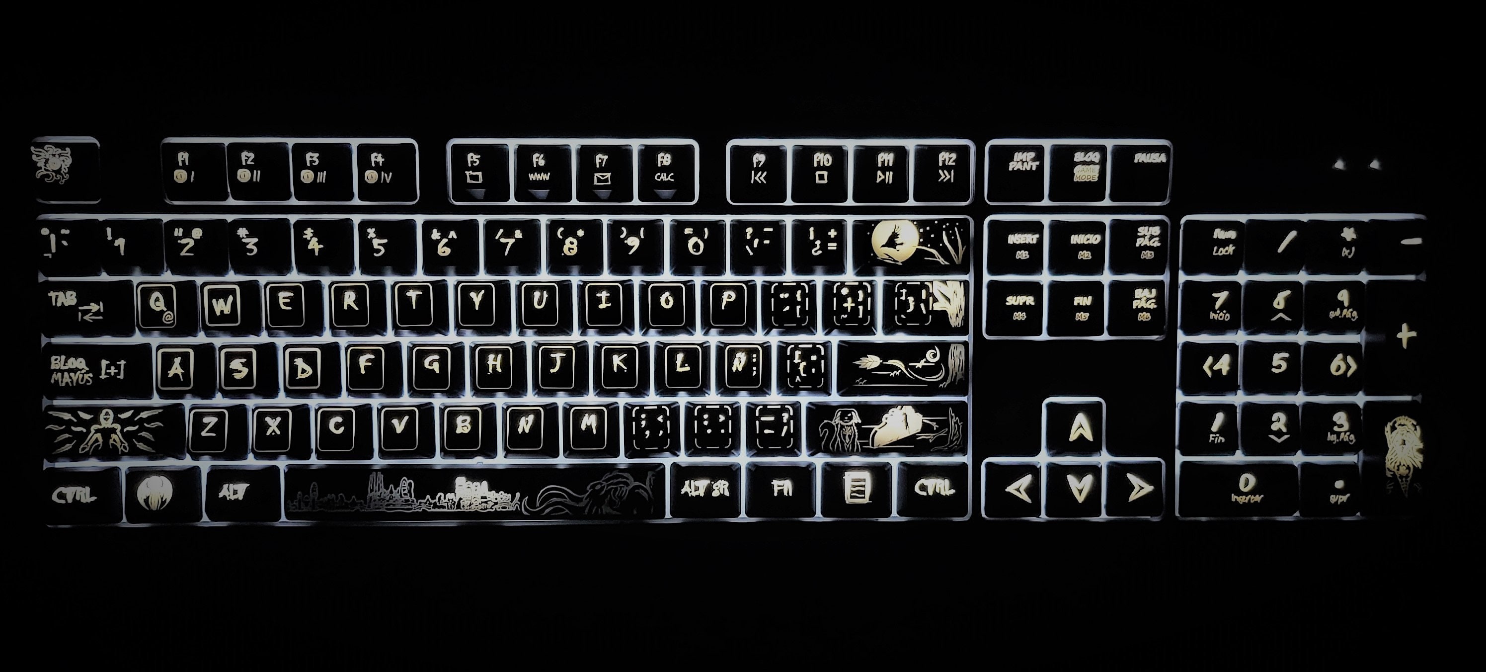Spanish Language Layout Backlit Keycap Set - 104 Keys With 6.25 Layout ...