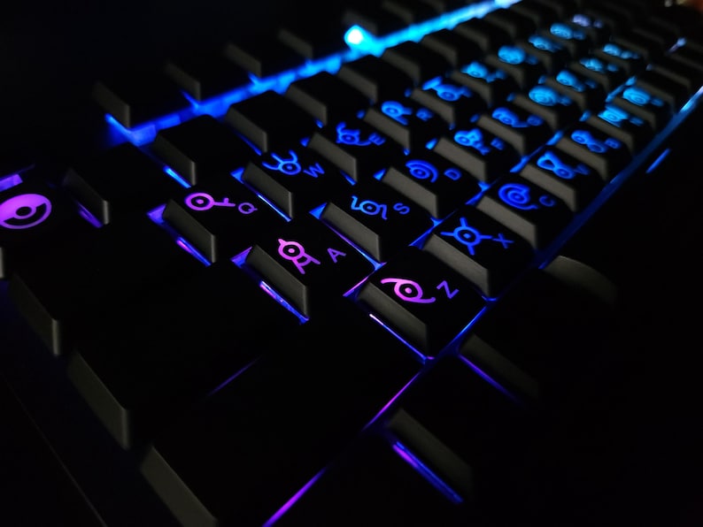 Low Profile - Pokemon Unown Backlit Keycap Set | Low Profile Mechanical ...