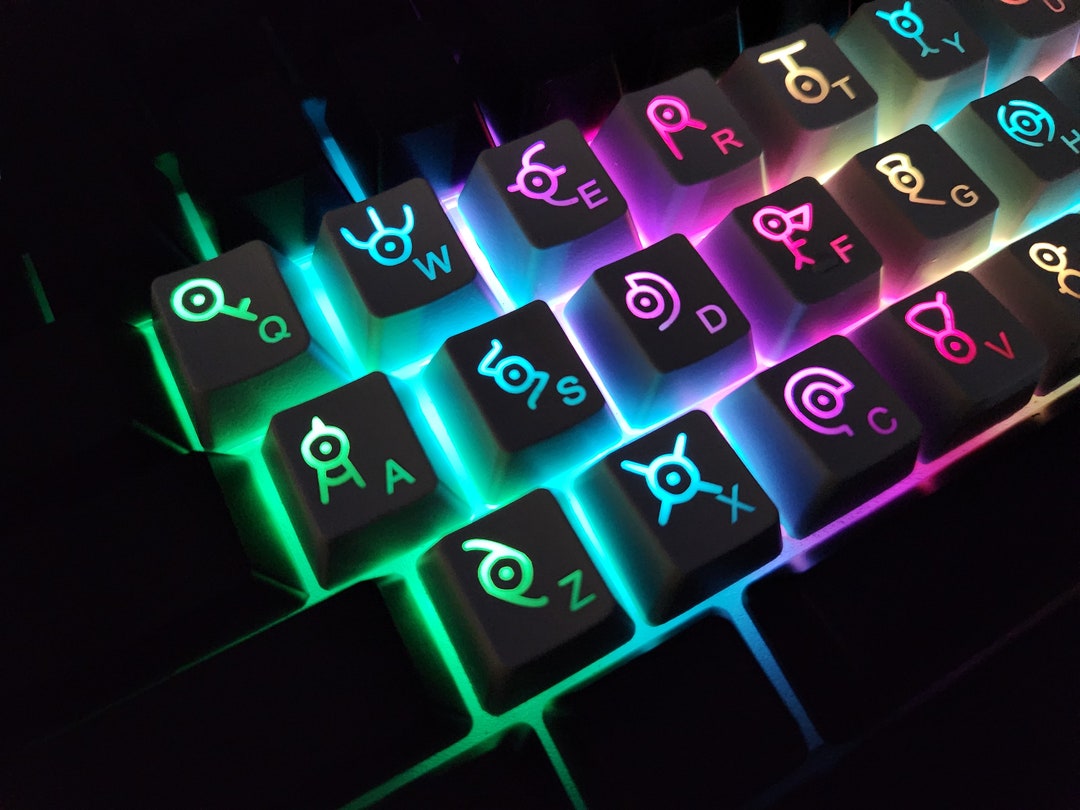 Pokemon Unown OFF WHITE Backlit Keycap Set A to Z / 26 Keycaps Anime ...