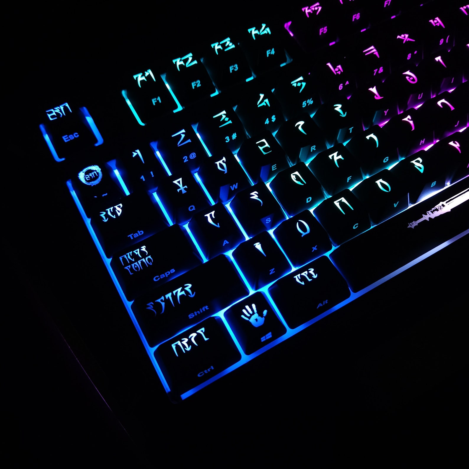 Daedric Font Backlit Keycap Set top Print Only or Top and Front Side ...