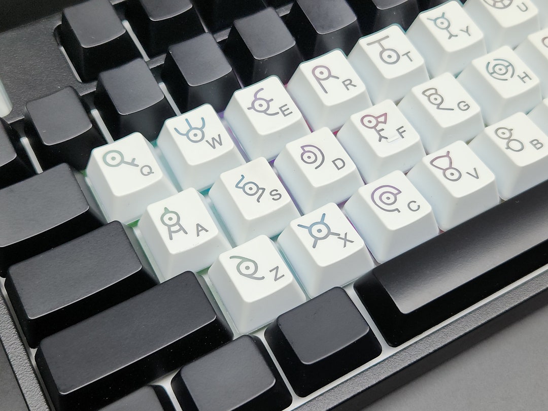 Pokemon Unown OFF WHITE Backlit Keycap Set (A to Z / 26 Keycaps ...