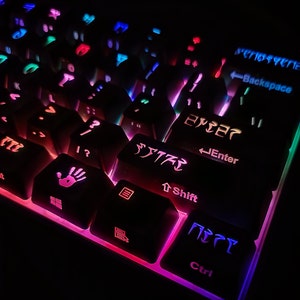Daedric Font Backlit Keycap Set (top Print Only or Top and Front Side ...
