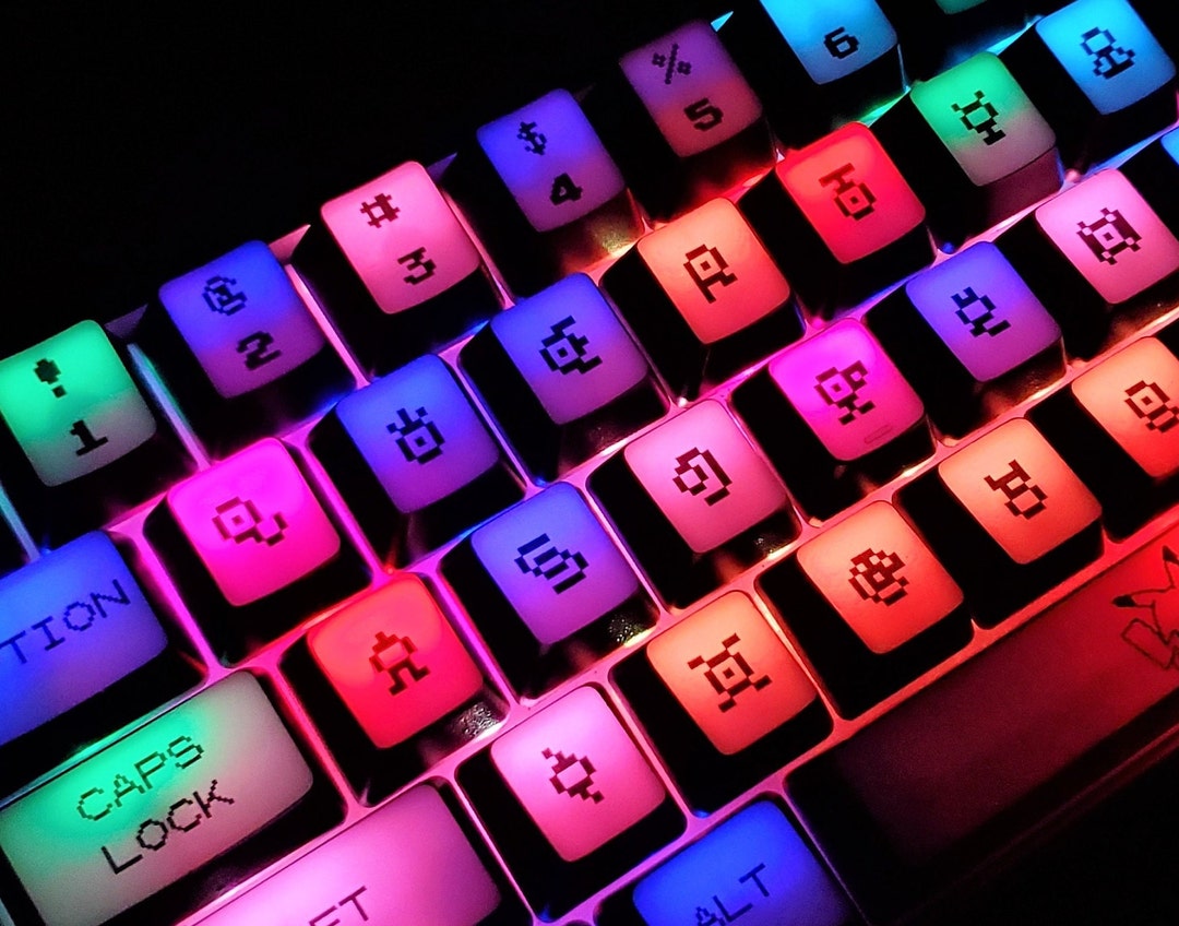 Pokemon Pixelated Inverted Pudding Keycap Set | Anime Keycap | Gaming ...