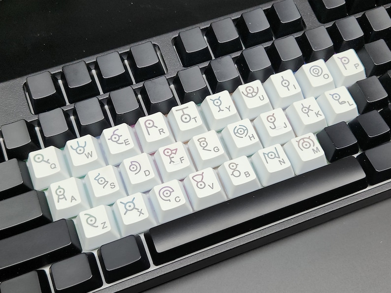 Pokemon Unown OFF WHITE Backlit Keycap Set (A to Z / 26 Keycaps ...
