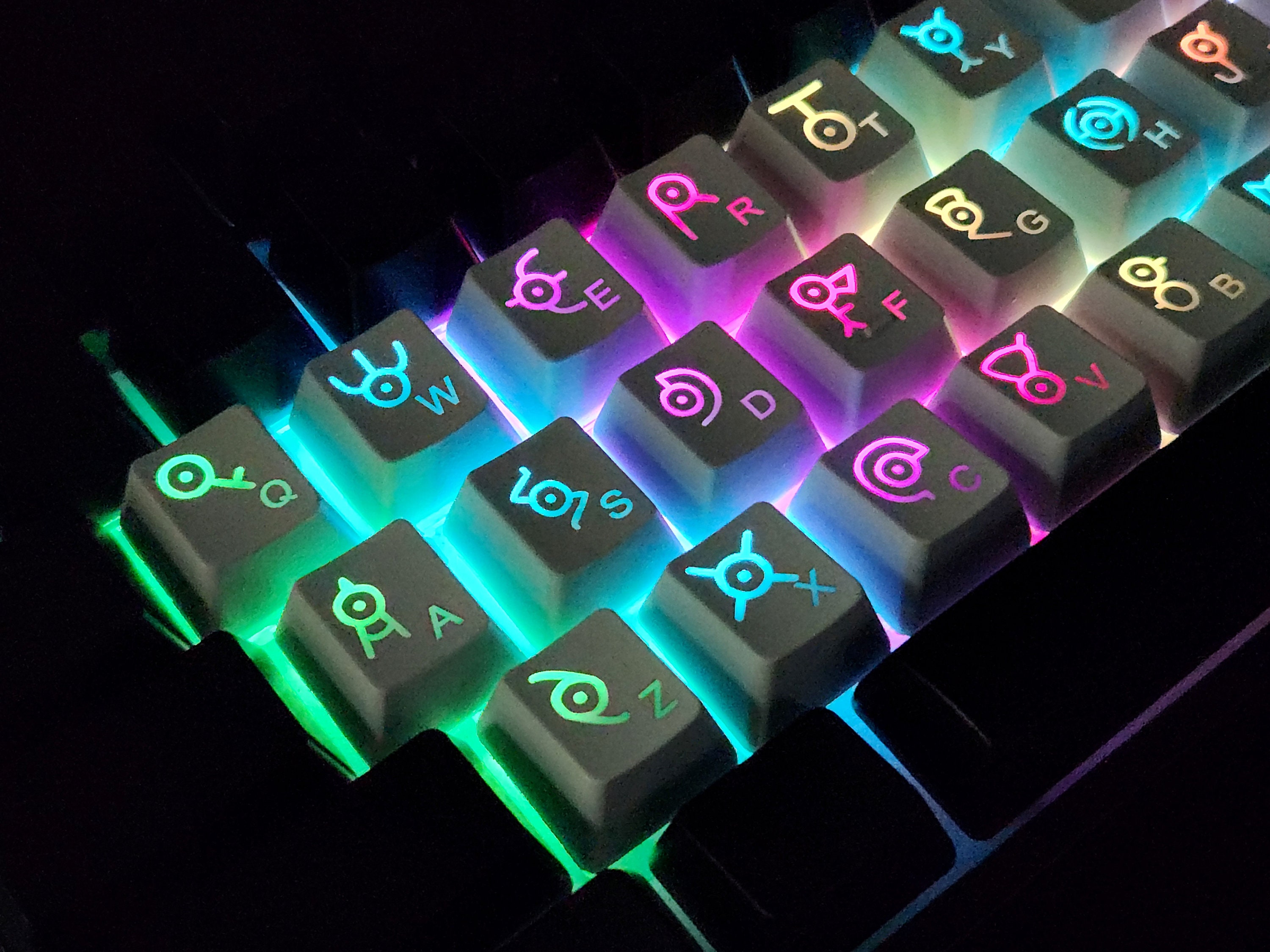 Pokemon Unown OFF WHITE Backlit Keycap Set (A to Z / 26 Keycaps ...