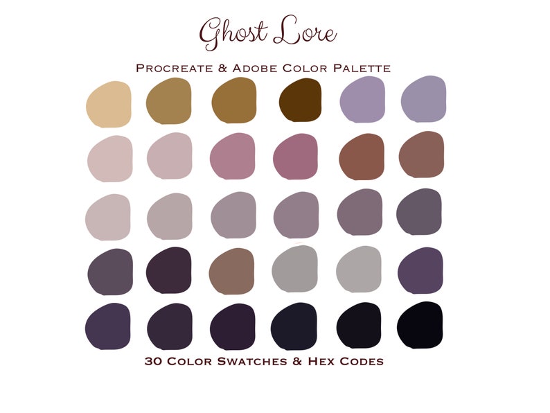 Spooky Dark Neutral Color Palette & Hex Codes Procreate Digital Art - Etsy