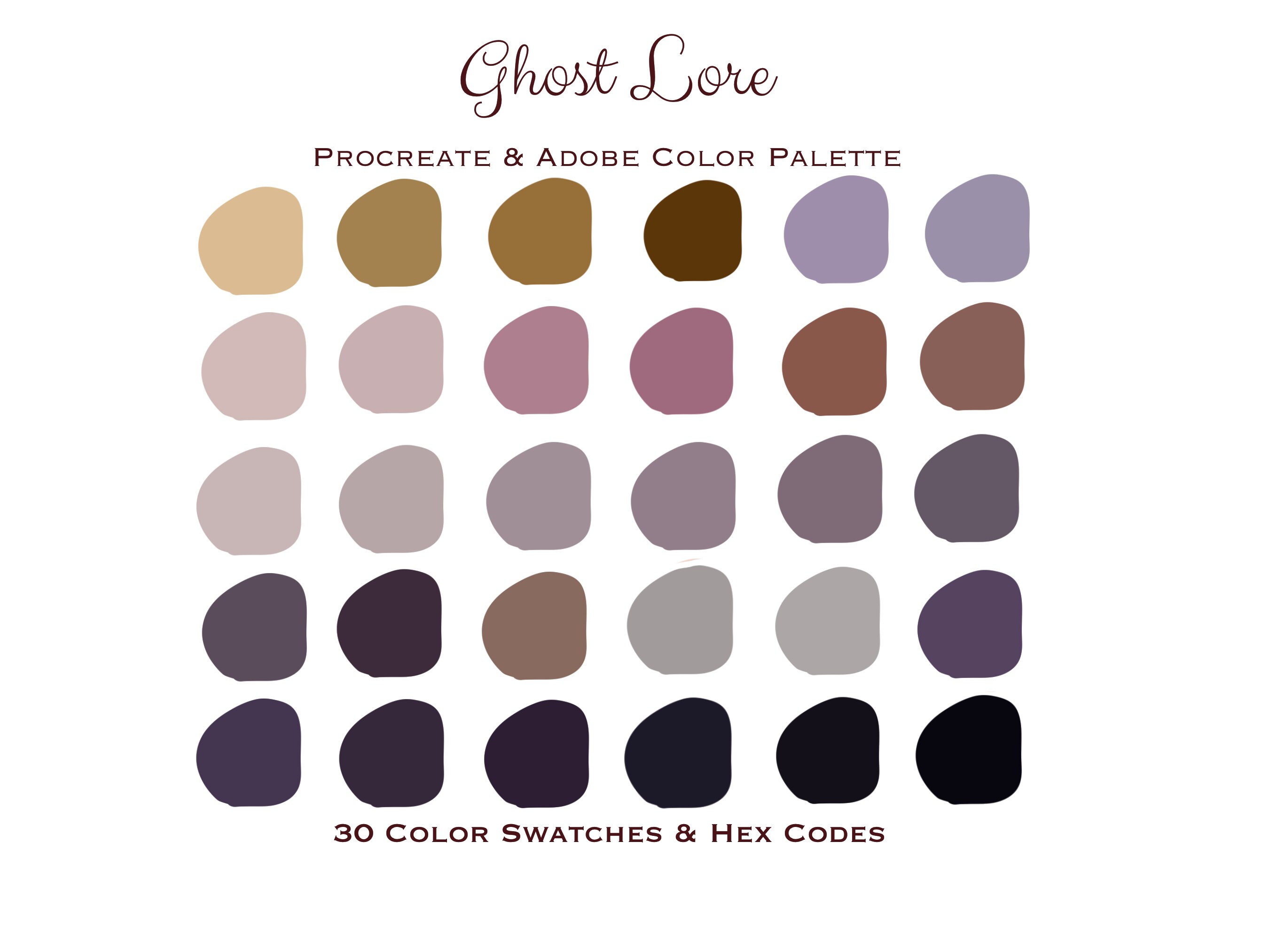 Spooky Dark Neutral Color Palette & Hex Codes Procreate Digital Art - Etsy