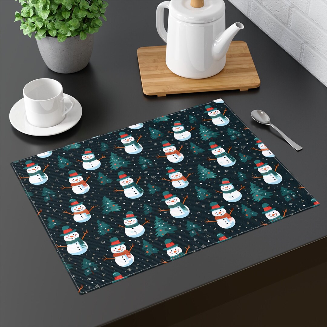 Christmas Placemat Snowman Holiday Placemat Frosty the Snowman - Etsy