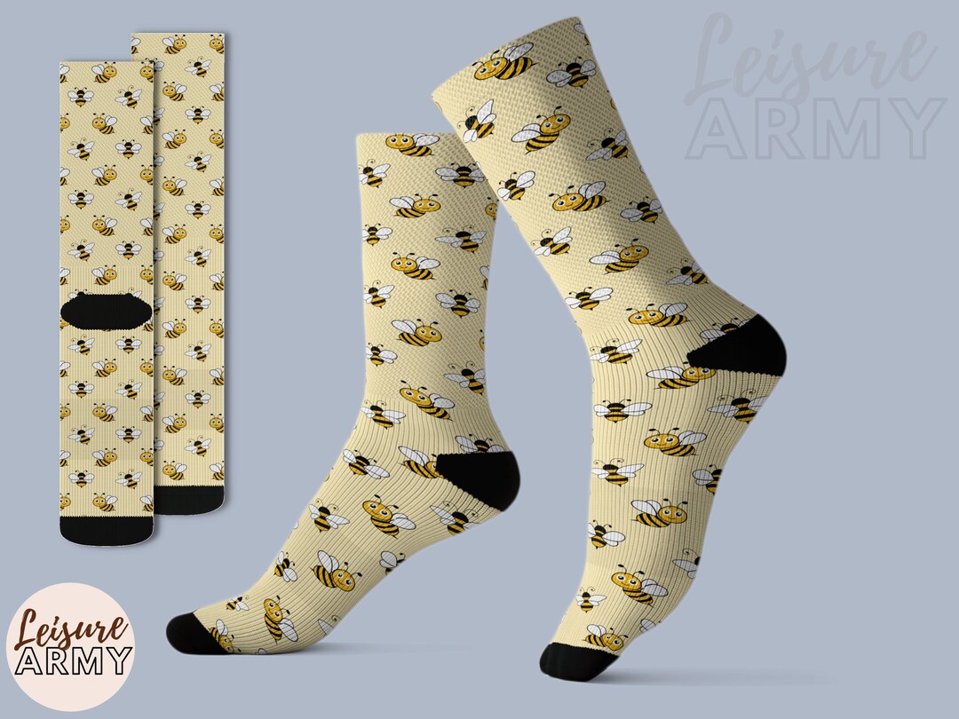 Bee Socks Cute Fun Bee Lover Socks Men's and Women's Comfy Sublimation ...