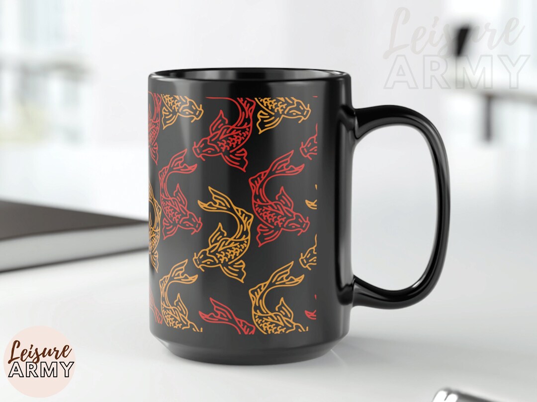 Koi Fish Coffee Mug Japanese Fish Design Mug Gift for Red and Gold Koi ...