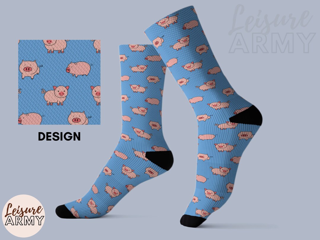 Pig Socks Cute Fun Pig Lover Socks Men's and Women's Comfy Sublimation ...