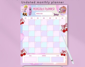 Monthly Calendar , Planner Y2k - Etsy