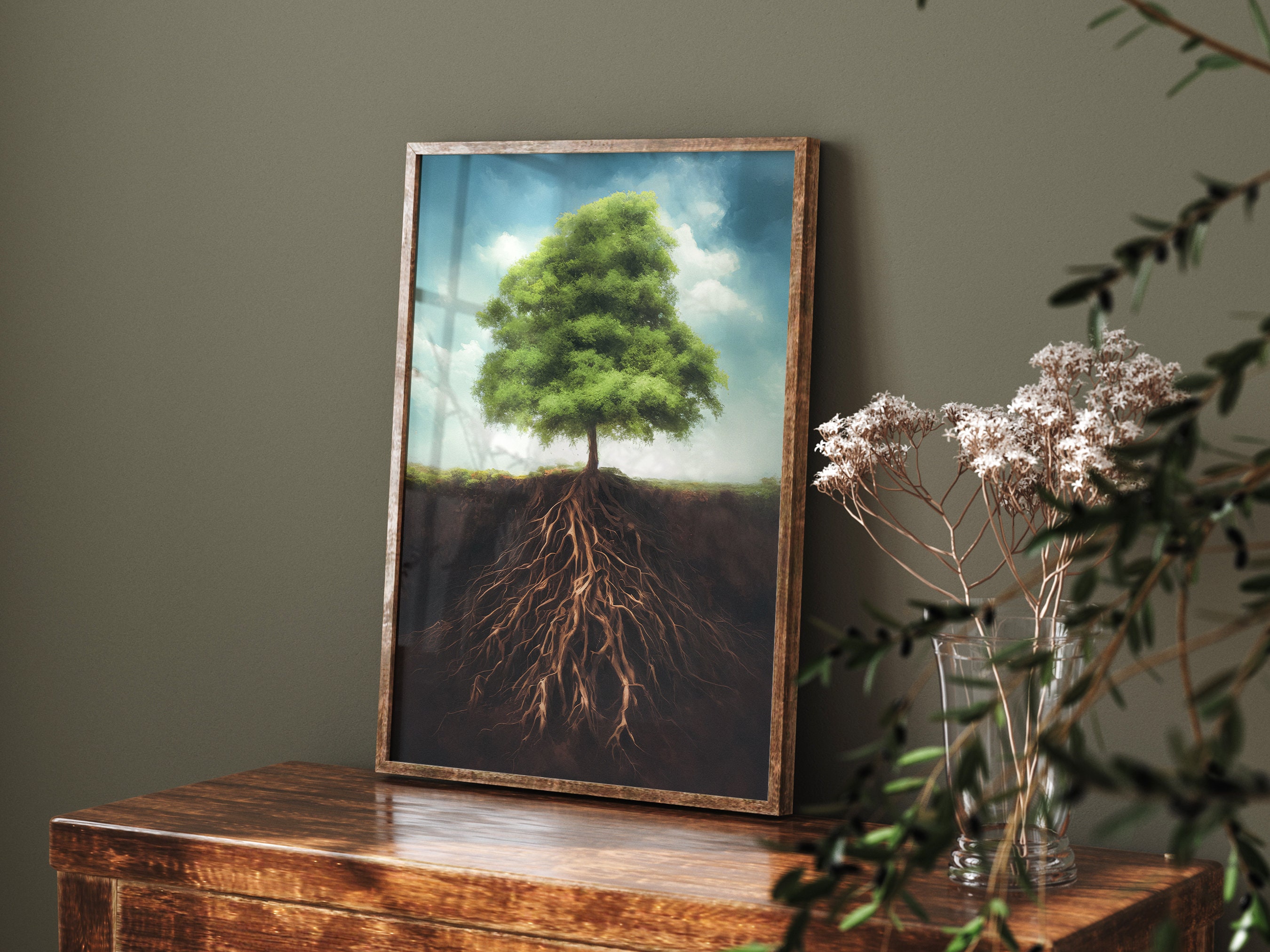 Tree With Roots Print, Tree Wall Art, Abstract Landscape Wall Art ...