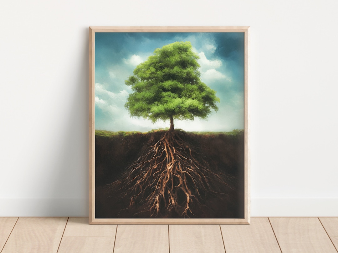 Tree With Roots Print, Tree Wall Art, Abstract Landscape Wall Art ...