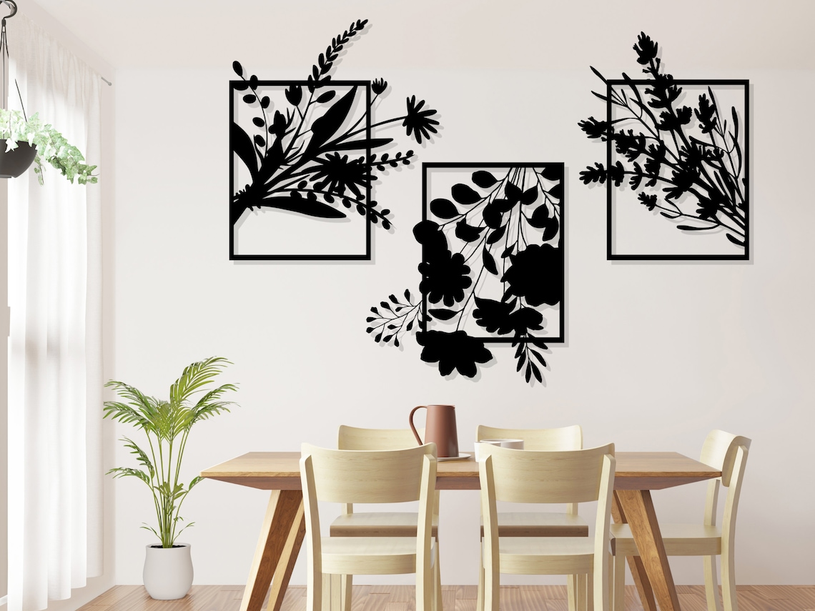 Flowers Metal Wall Art Svg , Dxf, Eps, Png and Pdf | Laser Cut, Plasma ...