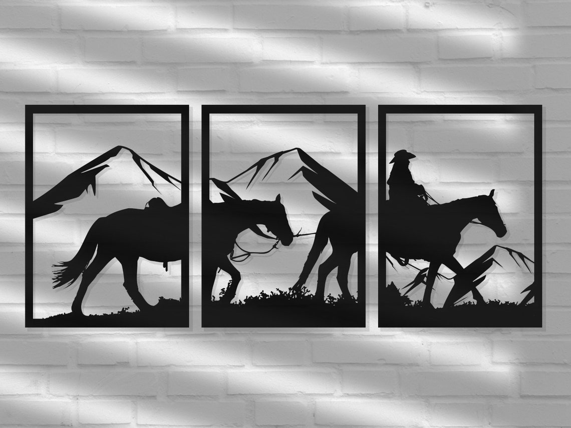 Cowboy Metal Wall Art Svg , Dxf, Eps, Png and Pdf | Laser Cut, Plasma ...