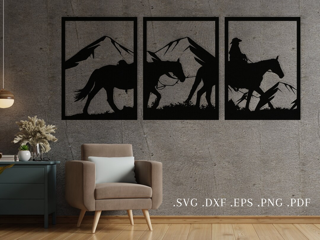 Cowboy Metal Wall Art Svg , Dxf, Eps, Png and Pdf | Laser Cut, Plasma ...
