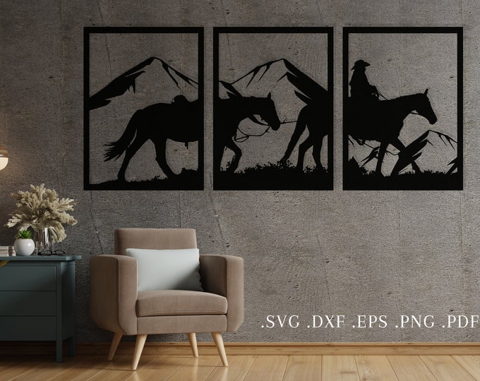 Cowboy Metal Wall Art Svg , Dxf, Eps, Png and Pdf | Laser Cut, Plasma ...