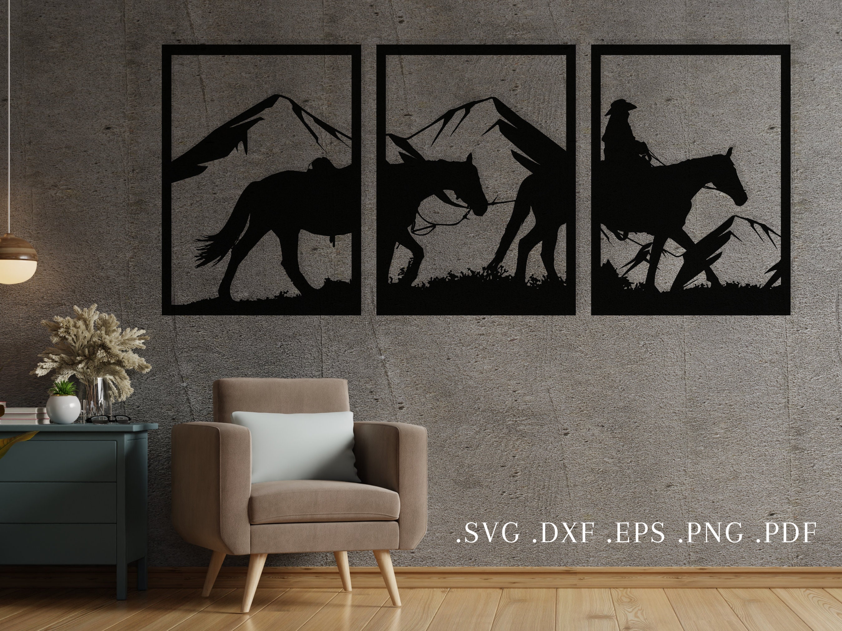Cowboy Metal Wall Art Svg , Dxf, Eps, Png and Pdf | Laser Cut, Plasma ...