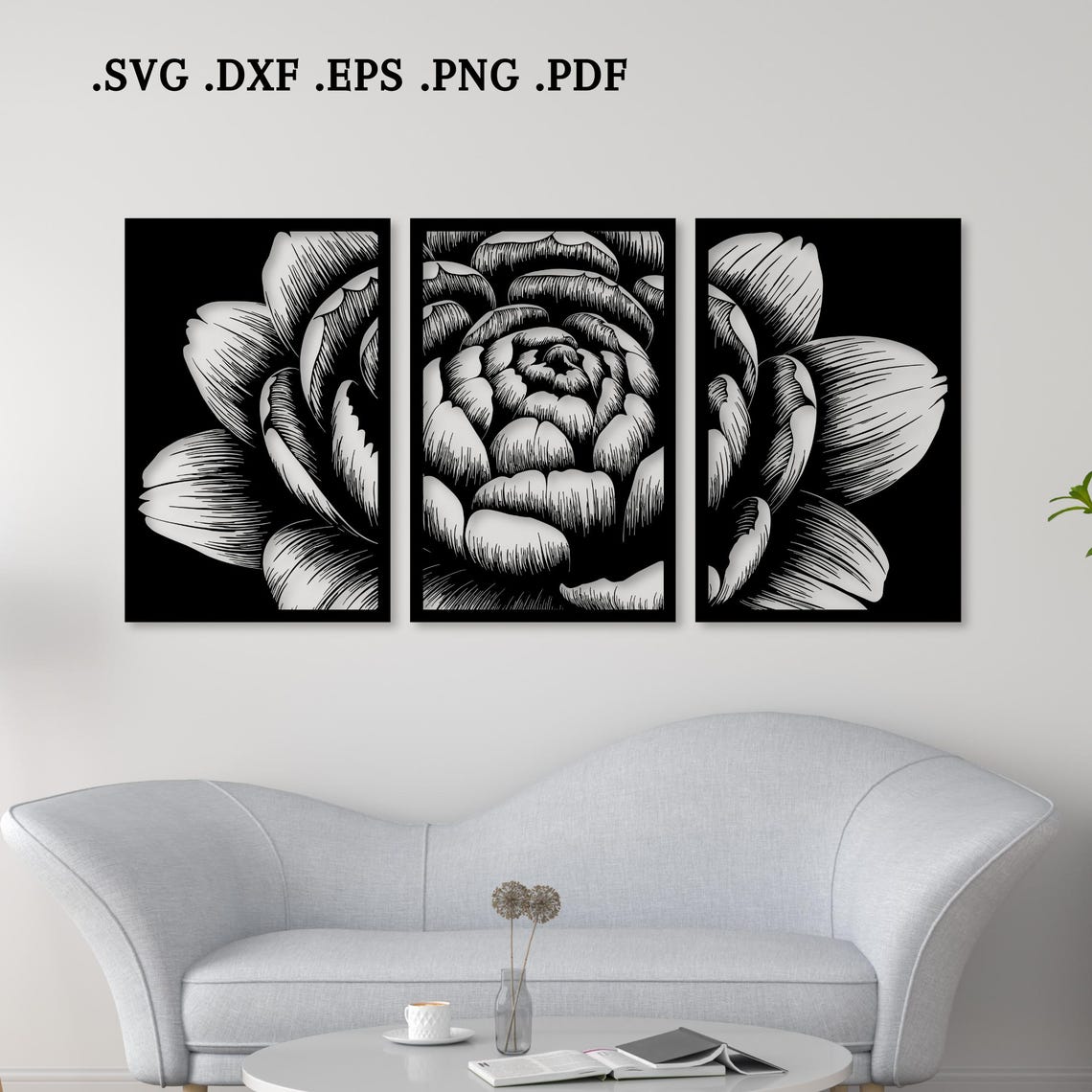 Floral Metal Wall Art Svg , Dxf, Eps, Png and Pdf | Flowers Plasma Cut ...