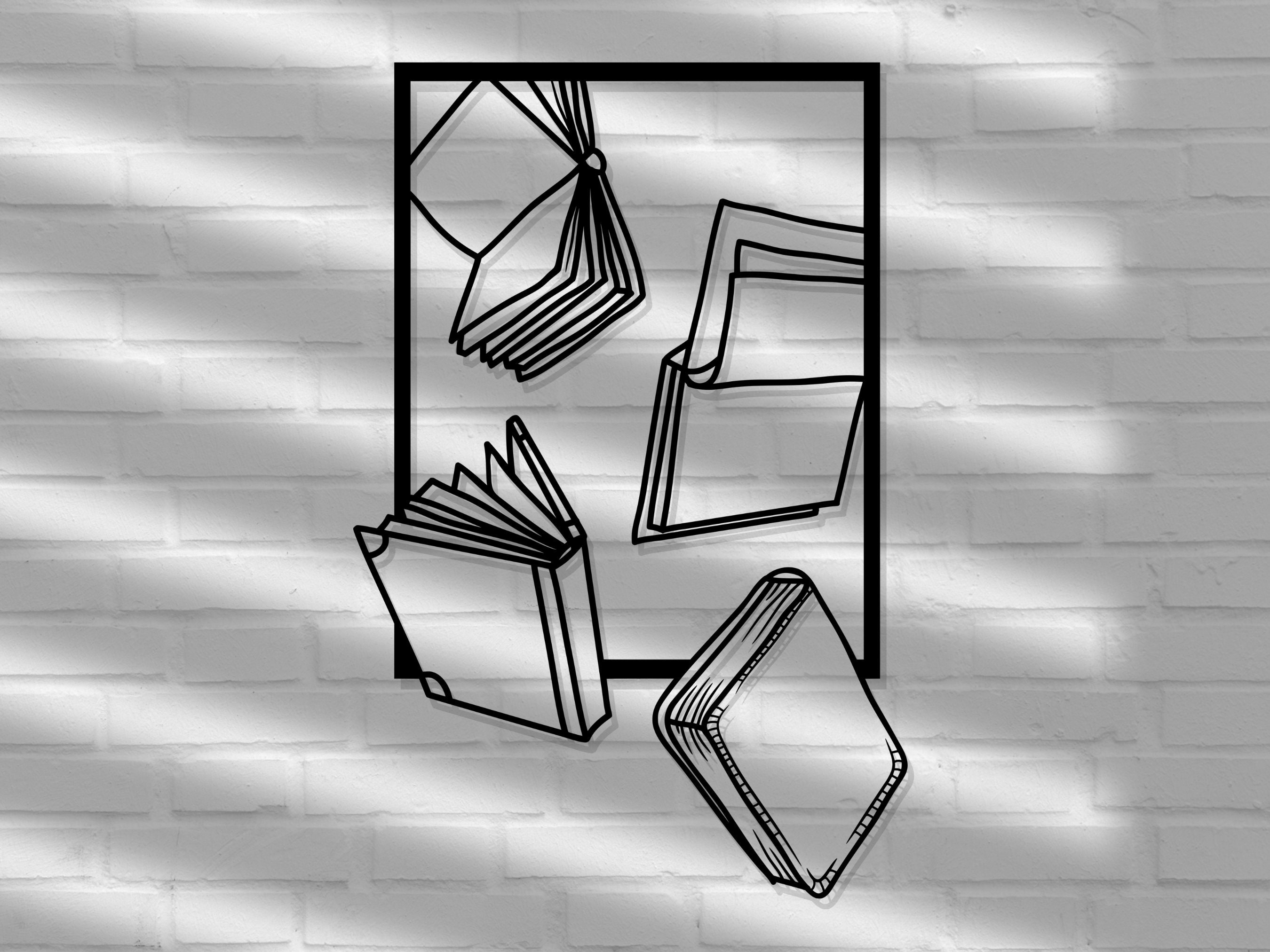 Books Metal Wall Art Svg , Dxf, Eps, Png and Pdf | Laser Cut, Plasma ...