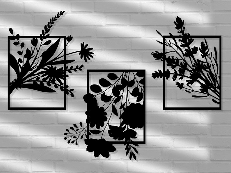 Flowers Metal Wall Art Svg , Dxf, Eps, Png and Pdf | Laser Cut, Plasma ...