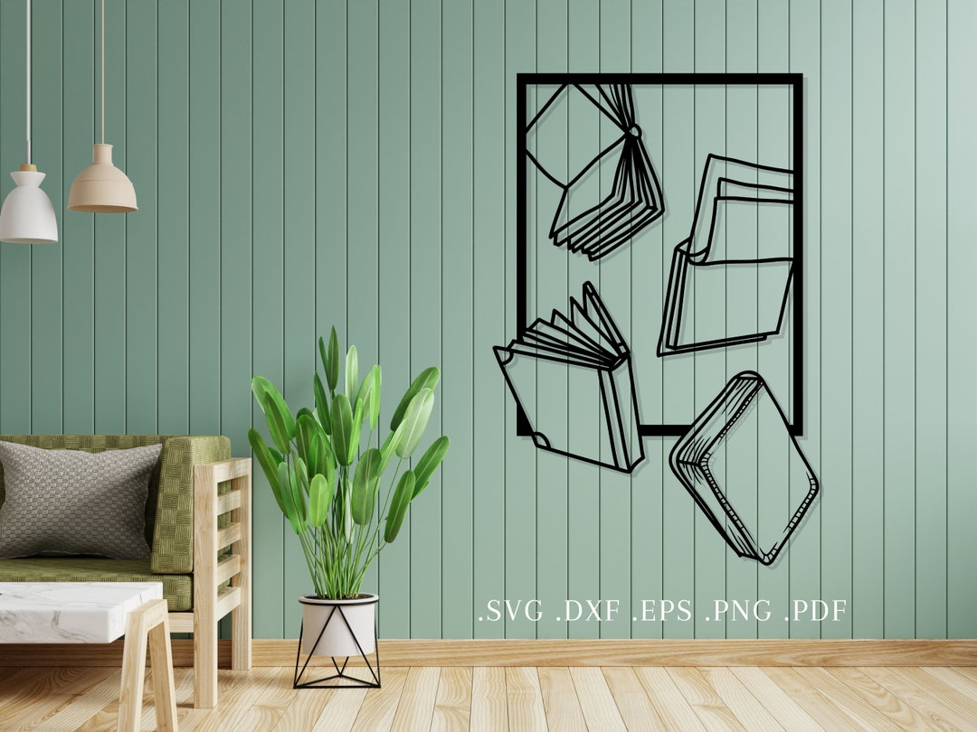 Books Metal Wall Art Svg , Dxf, Eps, Png and Pdf | Laser Cut, Plasma ...