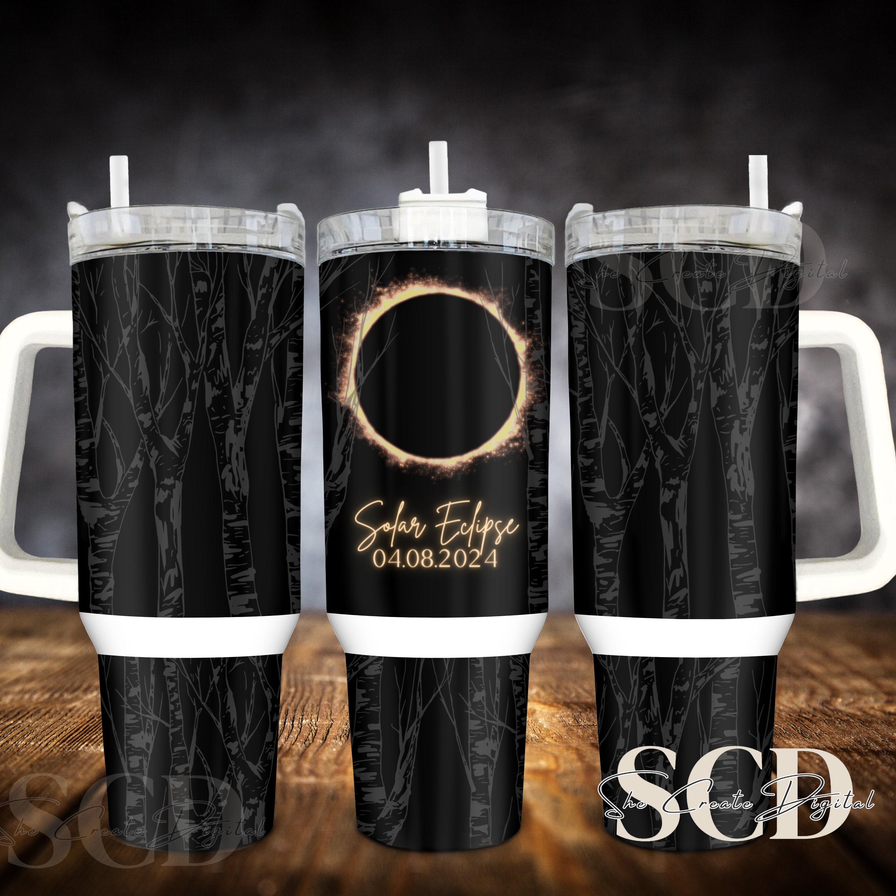 The Trees Solar Eclipse 40oz Quencher Tumbler Sublimation Design Wrap - Etsy
