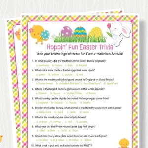 EASTER TRIVIA GAME Printable, Printable Trivia Activity for Easter, Fun ...