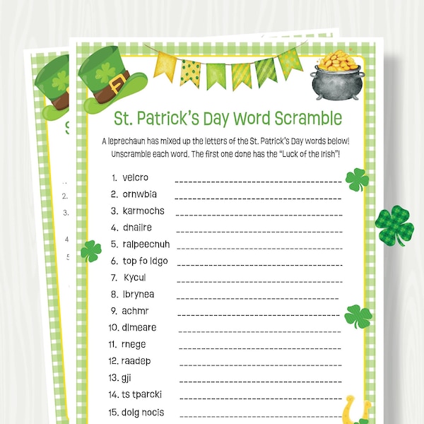 St Patricks Day Word Scramble - Etsy