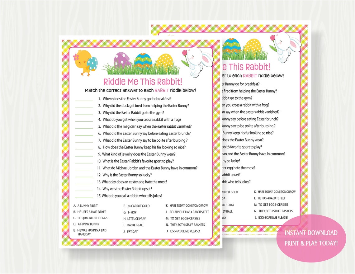 EASTER RIDDLE ME This Activity, Easter Riddle Game for Kids or Adults ...