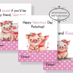 PRINTABLE CLASSROOM VALENTINE Cards , Cute Pink Pig Valentine Cards for ...
