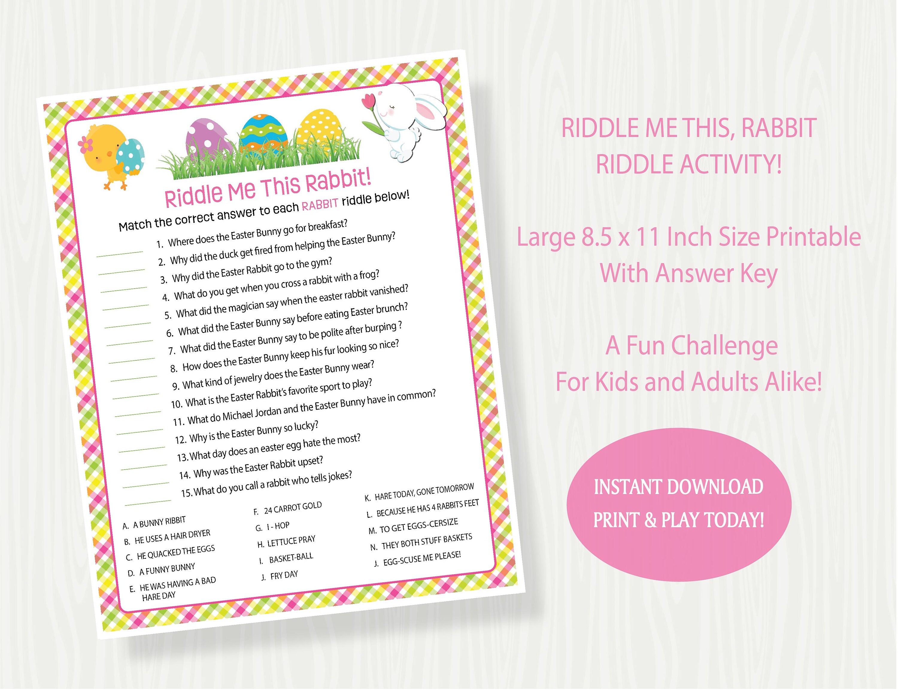EASTER RIDDLE ME This Activity, Easter Riddle Game for Kids or Adults ...
