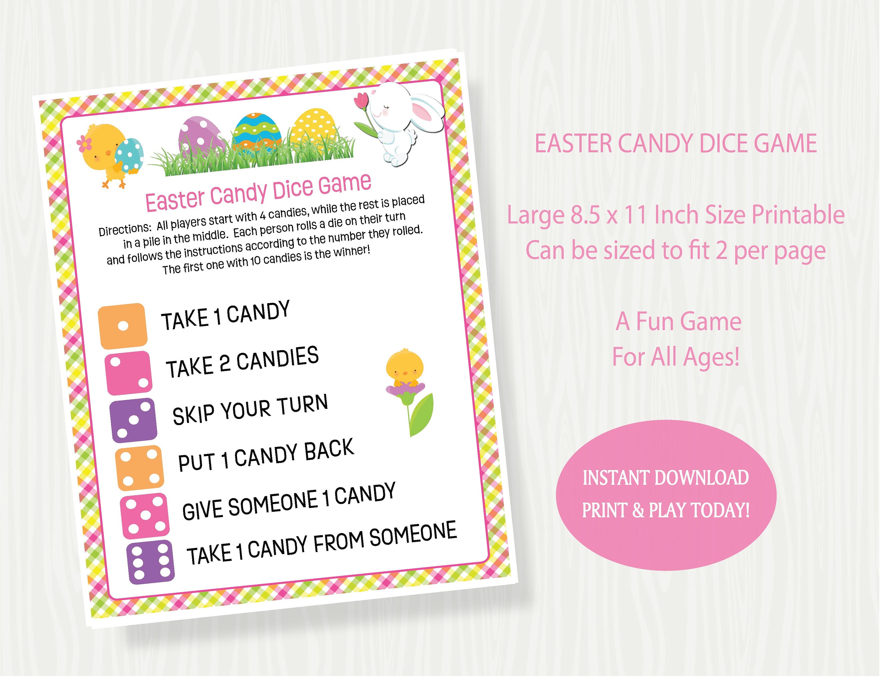 EASTER CANDY DICE Game, Printable Easter Game for Kids, Classroom Game ...