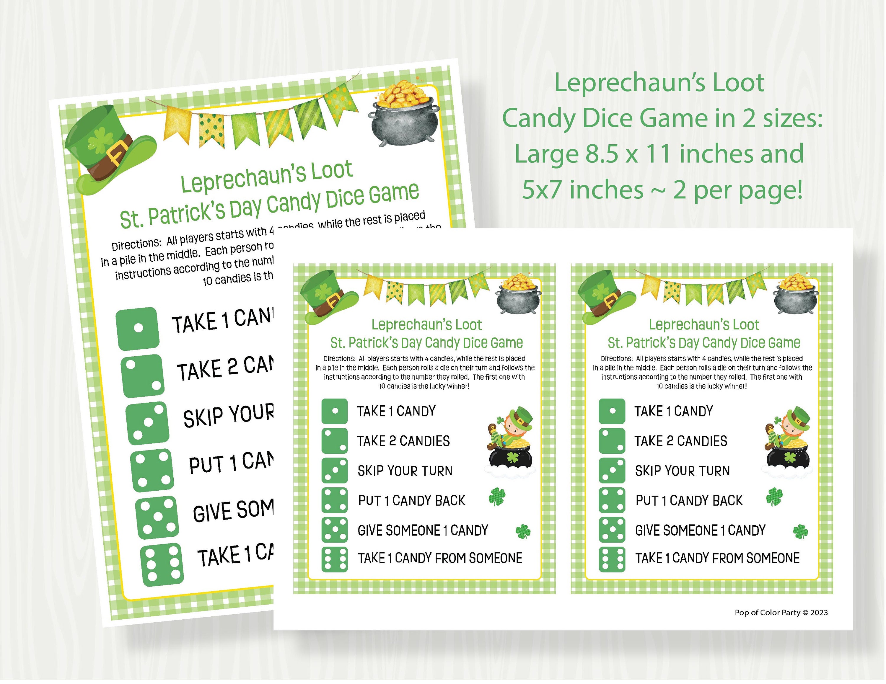 ST. PATRICK'S DAY Candy Dice Game, Printable Game for Kids, Classroom ...