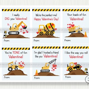 PRINTABLE CONSTRUCTION CLASSROOM Valentine Cars, Construction Trucks ...